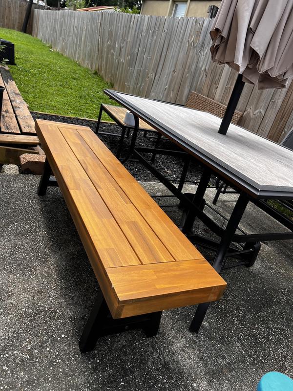 Sunshine Valley Patio Wood Benches 63-in W x 17.9-in H Brown Acacia ...