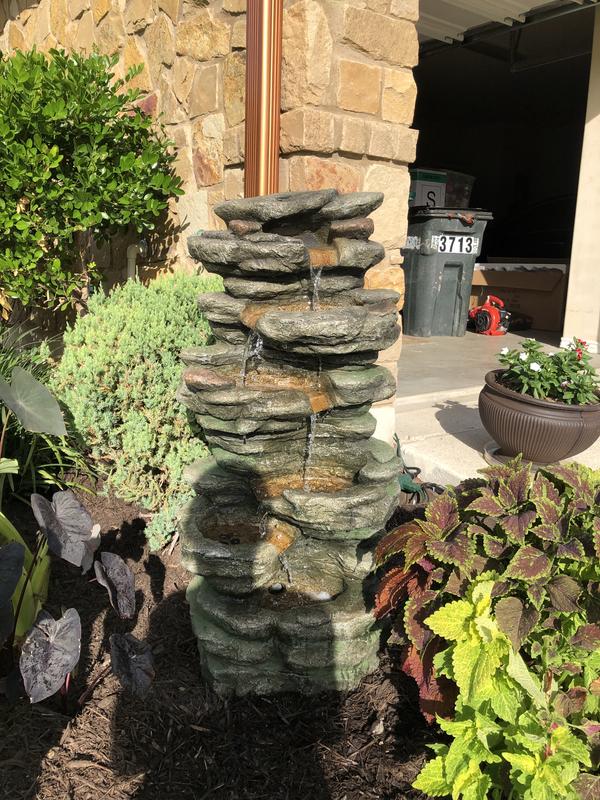 Watnature 40-in H Resin Water Rock Waterfall Outdoor Fountain Pump ...