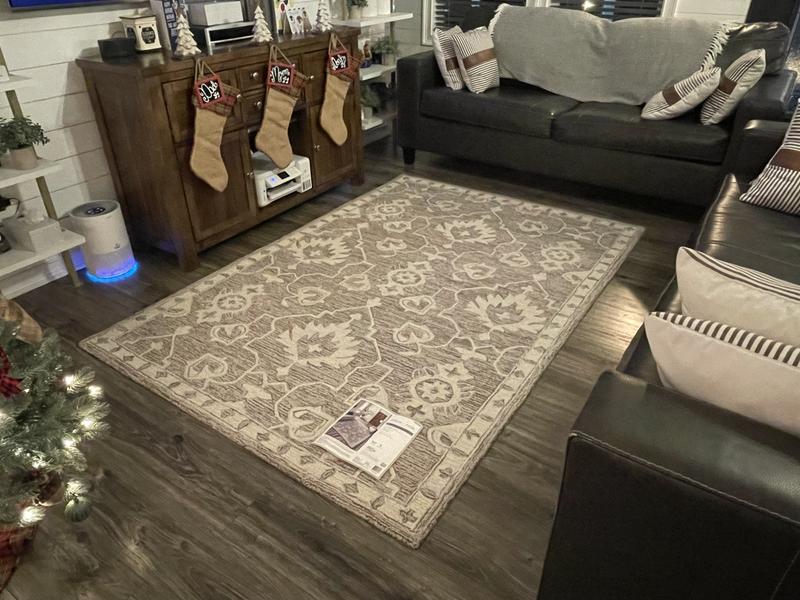 allen + roth Callaway 8 x 10 (ft) Tufted Wool Mocha Rectangular Indoor ...