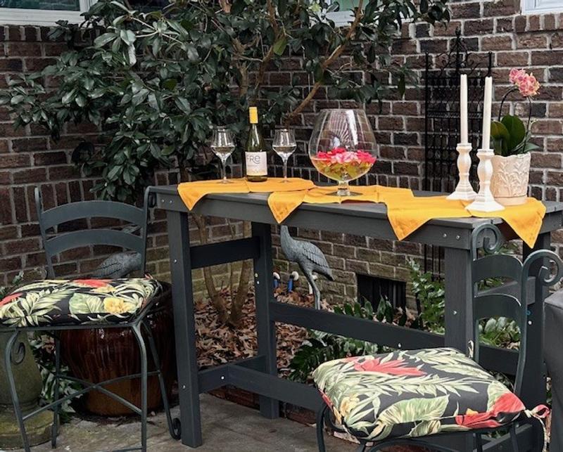 JEAREY All-Weather Rectangle Tall Bar Table for Patio Rectangle Outdoor ...