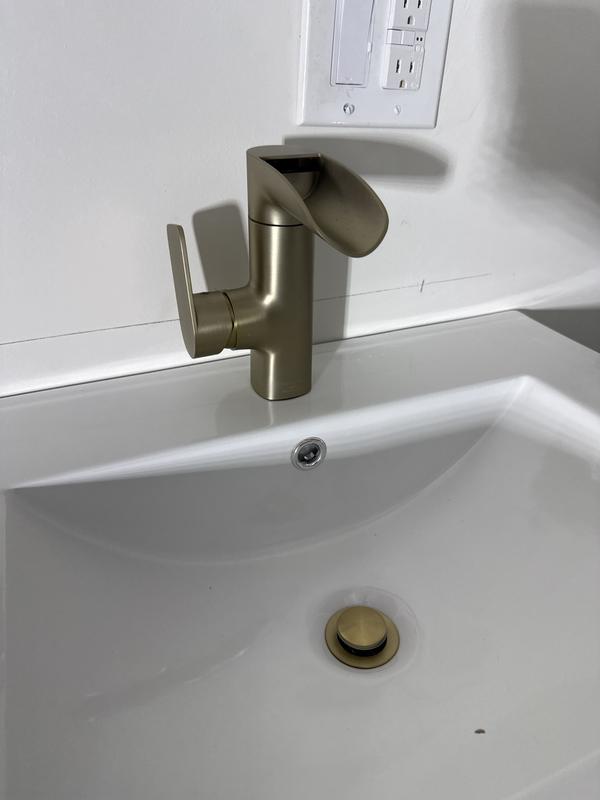Zalerock Gold Single hole 1-handle Low-arc Residential Handle Bathroom ...
