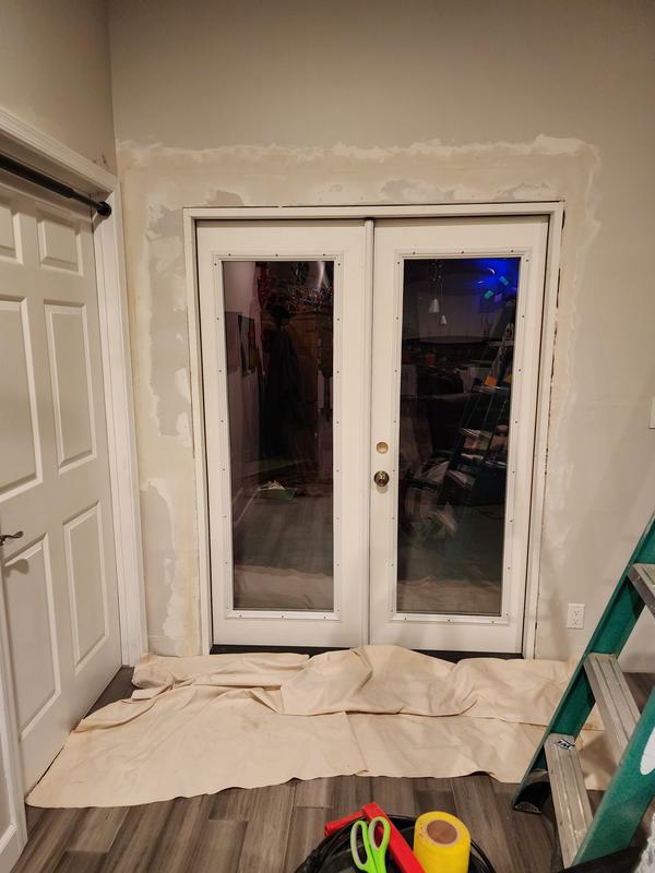 JELD-WEN F-3500 72-in x 80-in x 4-9/16-in Jamb Black Fiberglass Left ...