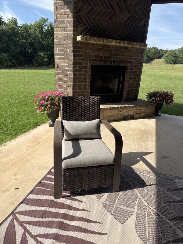 allen + roth Camdon Set of 2 Wicker Brown Metal Frame Stationary Dining ...