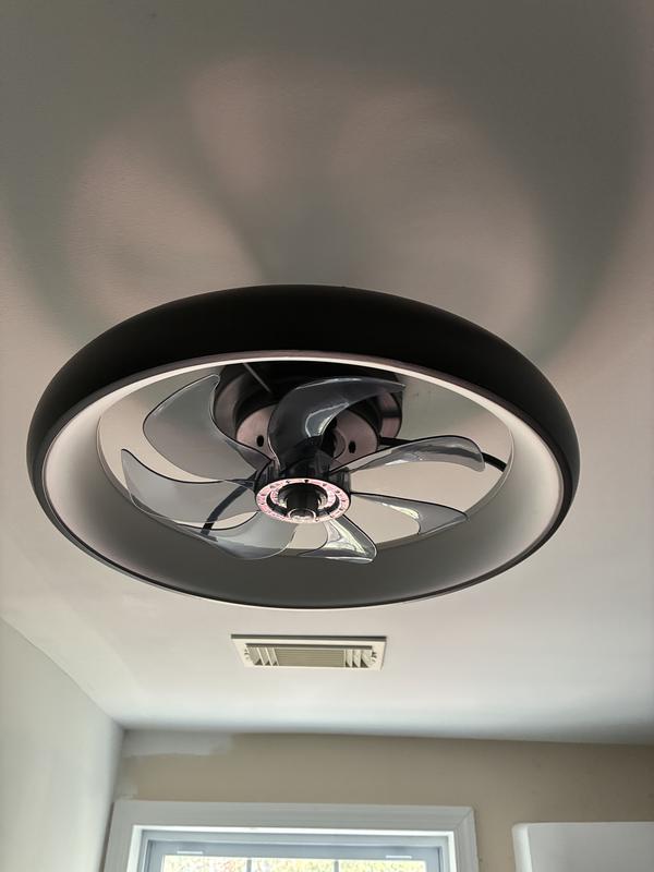 SILJOY 20-In White Flush Mount Modern Ceiling Fan with LED Lights for ...
