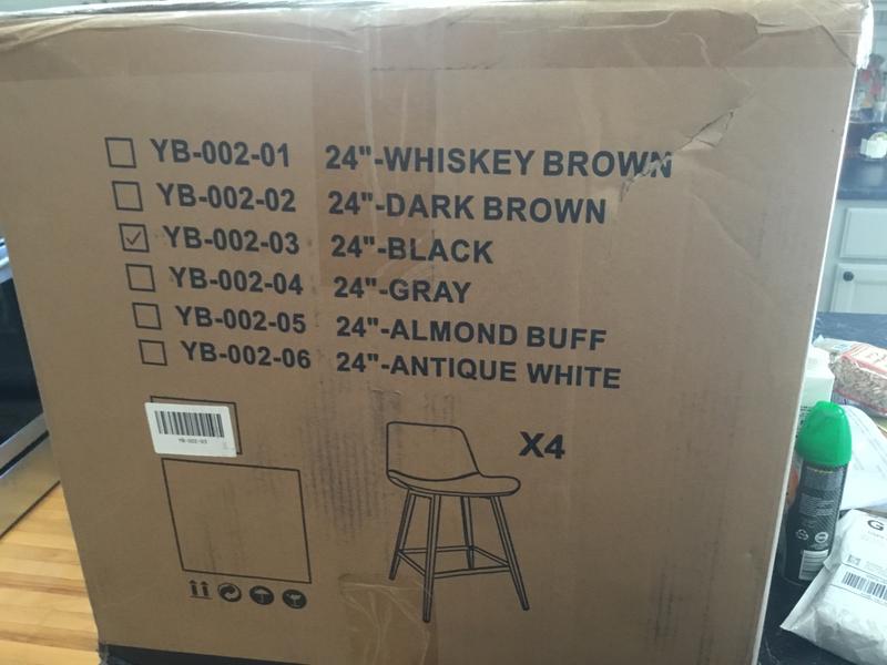 LUE BONA Gray 24-in H Counter height Upholstered Metal Bar Stool 4 ...