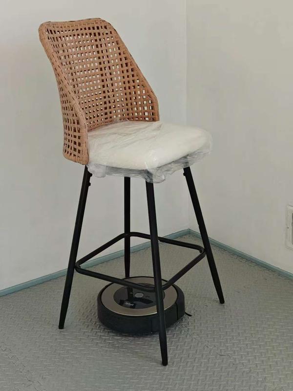 Dreamsidea Barstool with Woven Wicker Backrest-360 Swivel-Chenille ...