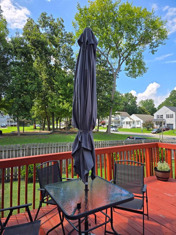 VOUA 15-ft Iron Green No-tilt Market Patio Umbrella in the Patio ...