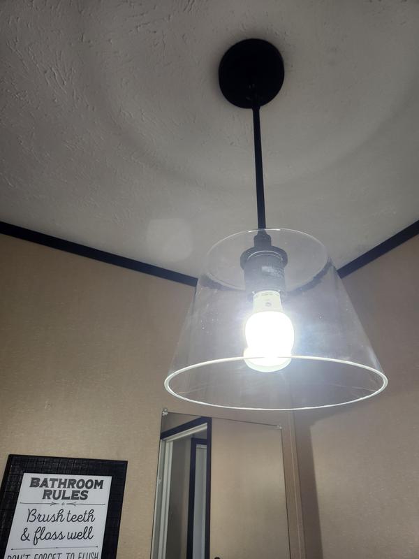 allen + roth Evans 1 -Light Matte Black Transitional Clear glass Cone ...
