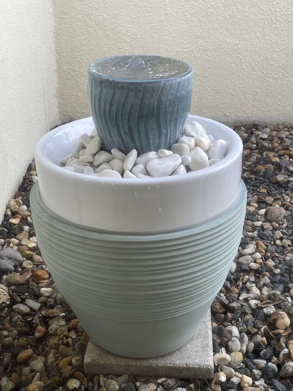 allen + roth Round 7.68-in W x 7.68-in L Blue Glazed ceramic Indoor ...