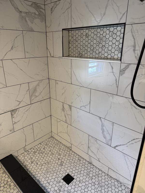 STAINMASTER Emperor Ash 12-in x 24-in Matte Porcelain Marble Look Floor ...