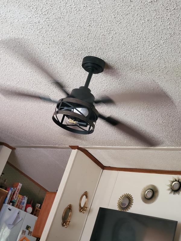 SILJOY 52-In Black Rustic Cage Ceiling Fan with Light X Frame Quiet DC ...