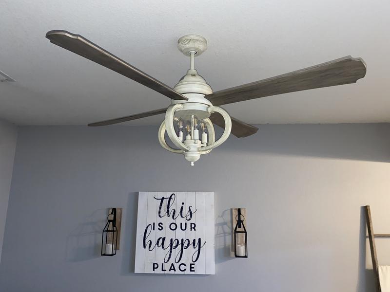 Craftmade Augusta 60-in Cottage White with Driftwood Blades LED Indoor ...
