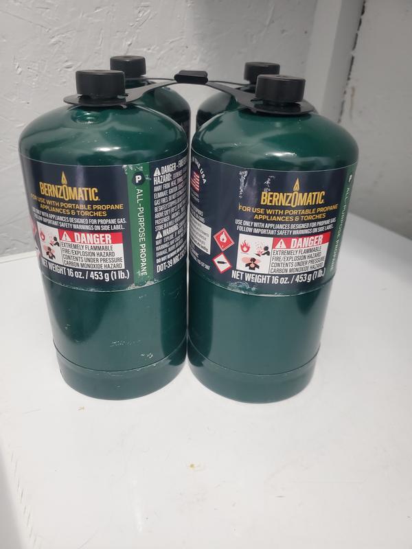 Bernzomatic 4-Pack Green Steel Propane Tanks - Portable and Disposable ...
