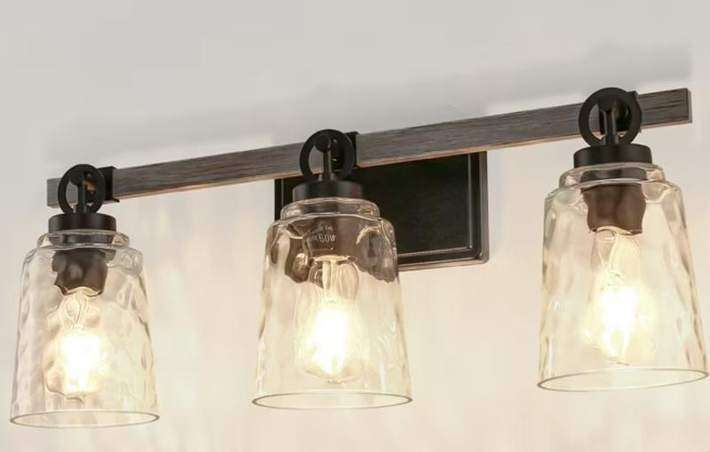 YANSUN 24.1-in 3 Light Matte Black Industrial Bathroom Vanity light in ...