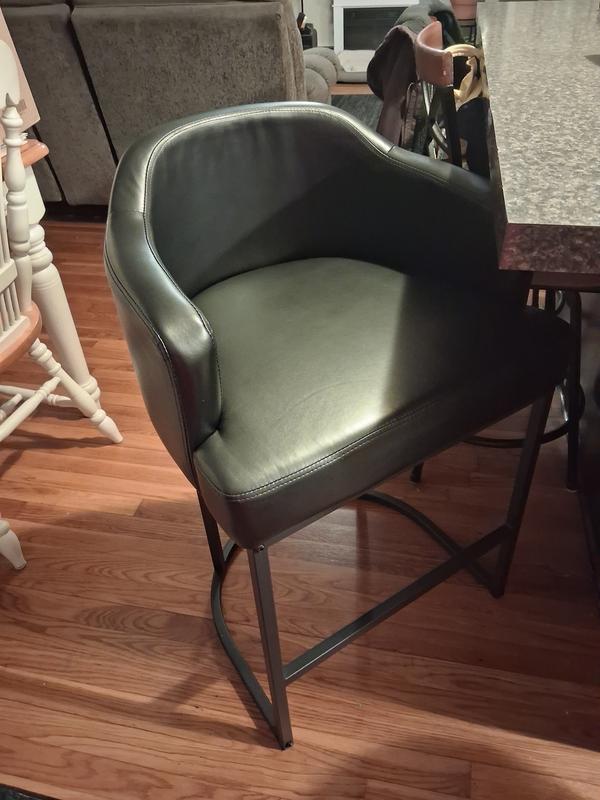 LUE BONA Black/Faux Leather 27-in H Counter height Upholstered Metal ...