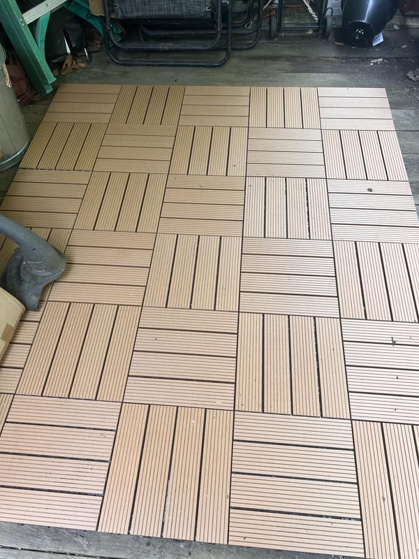 10 -Pack Teak Prefinished Pressure Treated Composite Deck tile ( in the ...