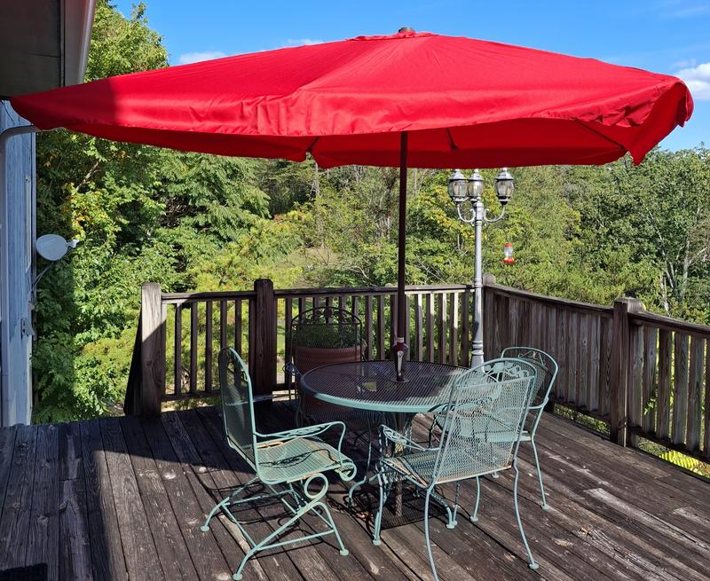 VOUA 9-ft Iron Navy Push-button Tilt Market Patio Umbrella in the Patio ...
