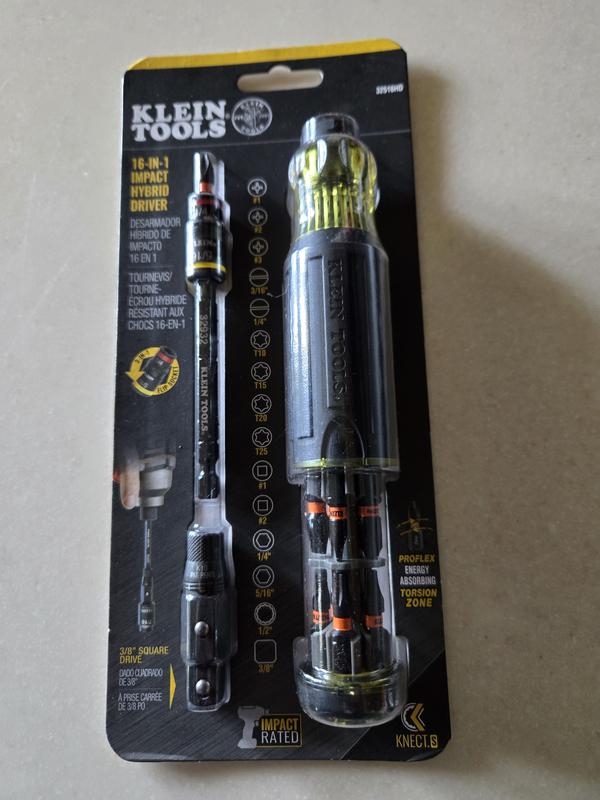 Klein Tools KNECT 16-in-1 Impact Rated Hybrid Screwdriver / Nut Driver ...