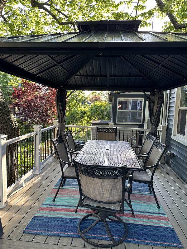 AOXUN 8-ft x 8-ft Outdoor Gazebos Black Gazebo with Hardtop Roof ...