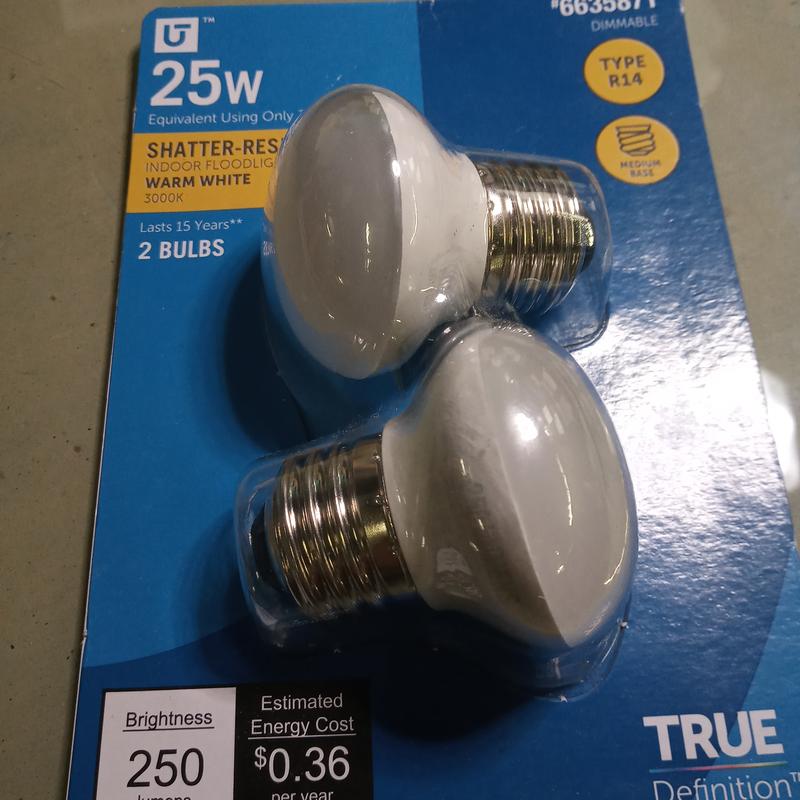 Utilitech Led light bulb 25 -Watt EQ R14 Warm white E26 Dimmable LED ...
