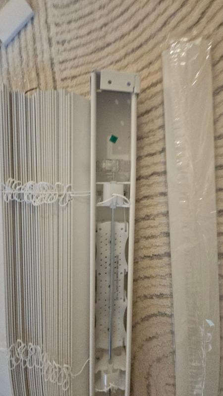 LEVOLOR Basics 2-in Slat Width 27-in x 64-in Cordless White Faux Wood Room Darkening Horizontal ...