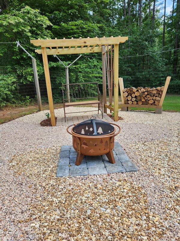 Sunjoy 30-in W Copper In Tree Motif Steel Wood-Burning Fire Pit ...