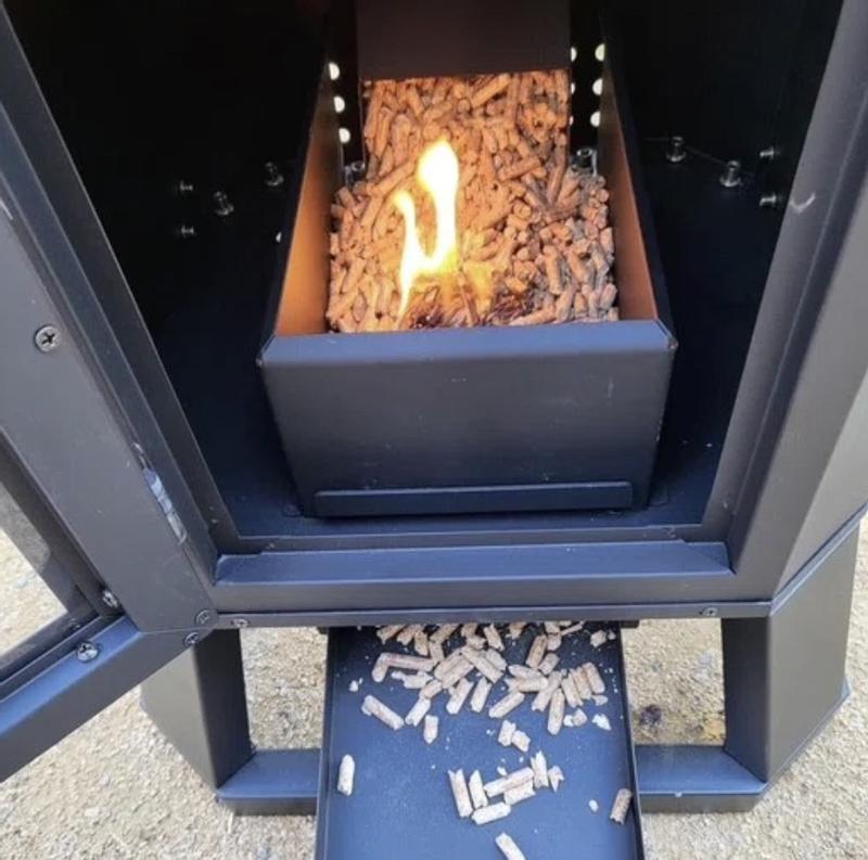HEATAK 65000 -BTU Black Wood Pellet Outdoor Patio Heater with Glass ...
