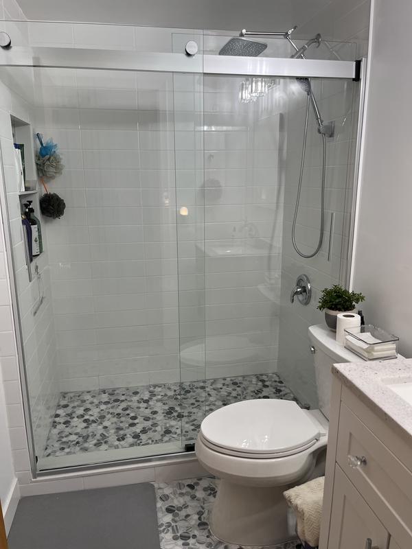 KOHLER Levity Bright Silver 44-in to 48-in W x 74-in H Frameless Bypass ...