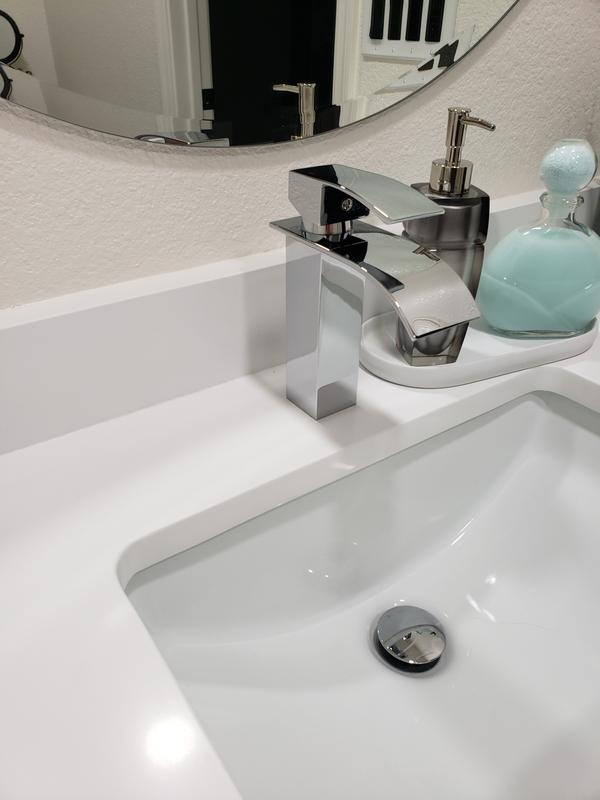 BWE Polished Chrome Single Hole 1-Handle Waterfall Bathroom Sink Faucet ...