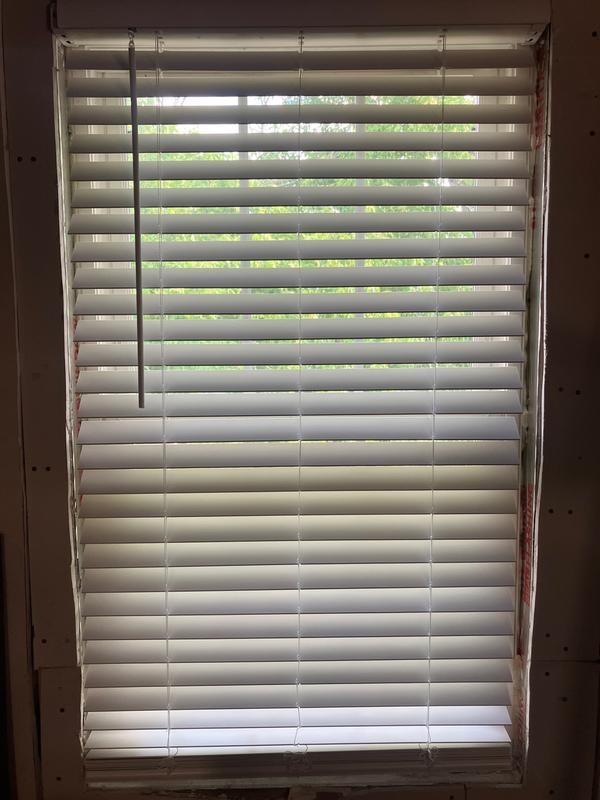 LEVOLOR Basics 2-in Slat Width 27-in x 64-in Cordless White Faux Wood Room Darkening Horizontal ...