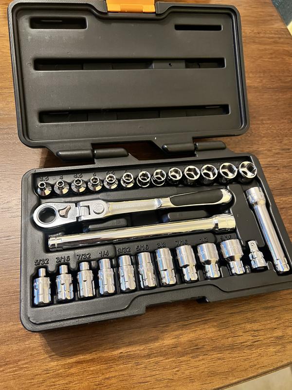GEARWRENCH 27-Piece Standard (SAE) and Metric Polished Chrome Mechanics ...