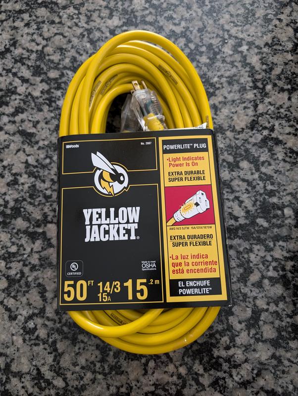 Yellow Jacket YJ 50-ft 14/3 3 Prong Yellow Outdoor SJTW Heavy Duty ...