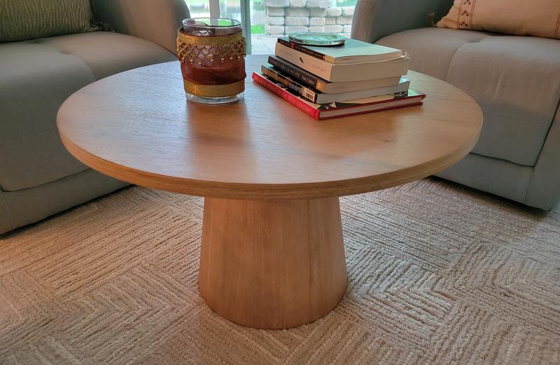 Furniture of America Modern Round Wood Oak Rubberwood 29-in W x 17-in H ...