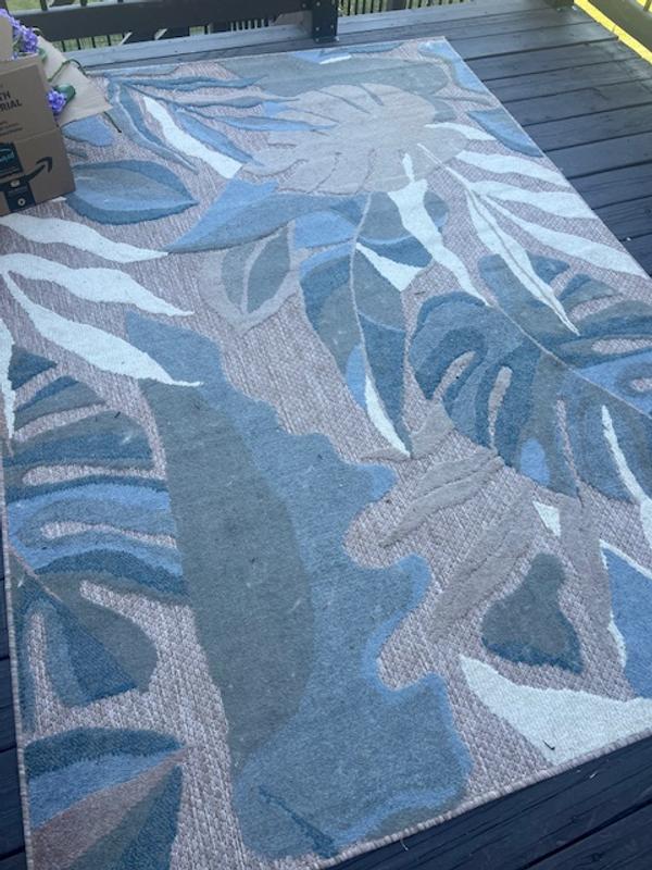 allen + roth with STAINMASTER Floral Palm 5 x 7 (ft) Loomed Multiple ...