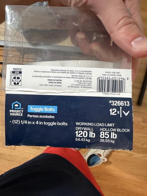 Blue Hawk 70.0-lb 1/4-in x 3-in Toggle Bolt Anchors with Screws ...