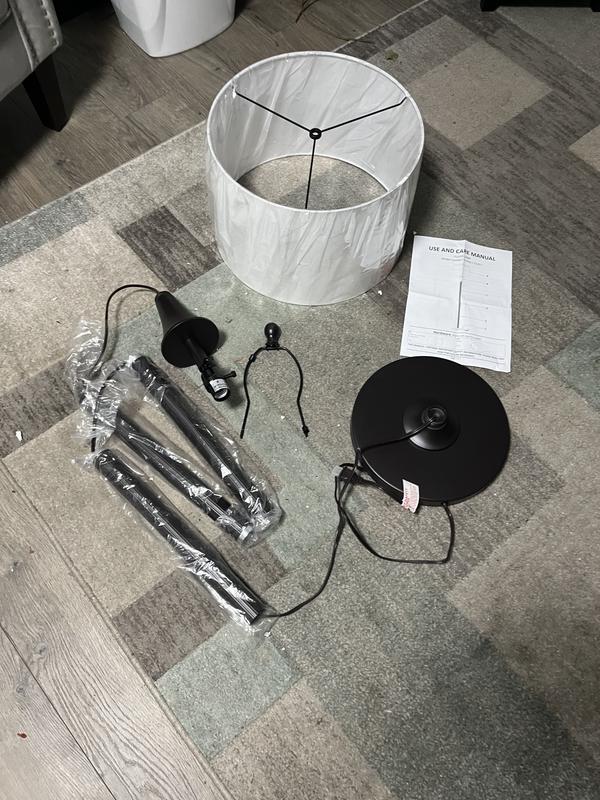 KAWOTI 66-in Blackened Bronze Shaded floor lamp Floor Lamp with Linen ...