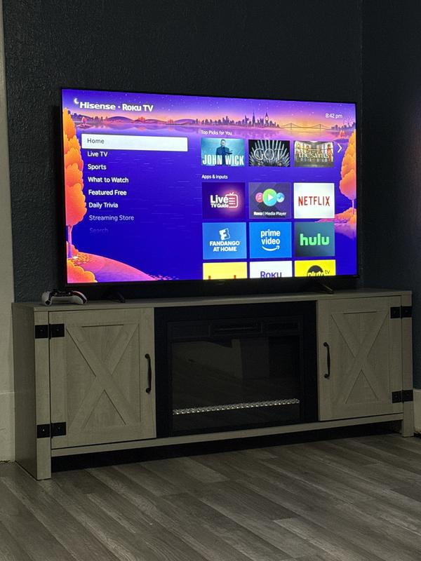 Bestier 62.99-in W Black Fireplace TV Stand with Electric Fireplace ...