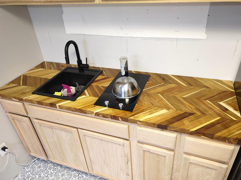 allen + roth 8-ft x 25-in x 1.5-in Natural Chevron Acacia Butcher Block ...