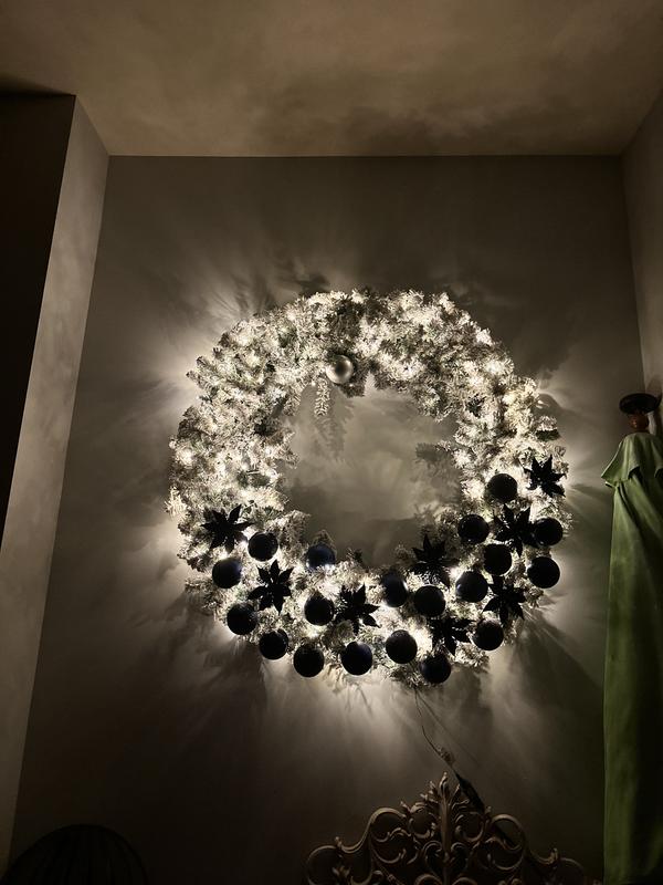 Qeetex 1PCS 60 Inch Large Pre-lit Artificial Christmas Wreath with LED ...