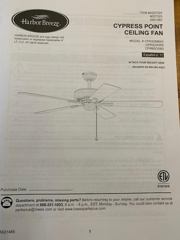 Intertek Ceiling Fan Manual | Shelly Lighting