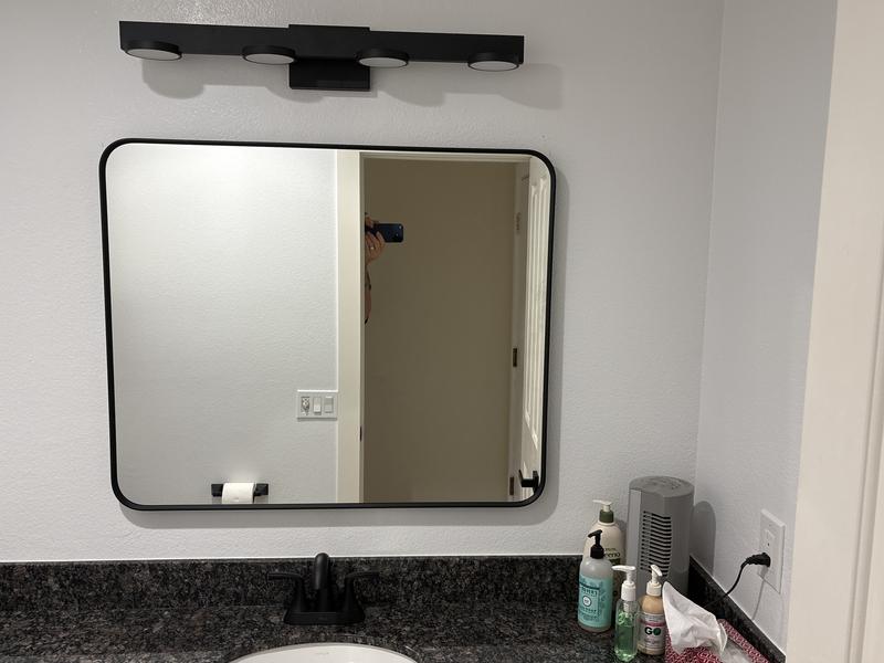 WELLFOR Bella 24-in x 32-in Framed Rectangle Bathroom Vanity Mirror ...