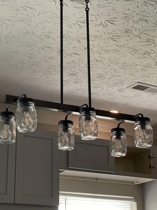 LNC Erharting 6 -Light Brushed Black and Polished Gold Mason Jar Modern ...