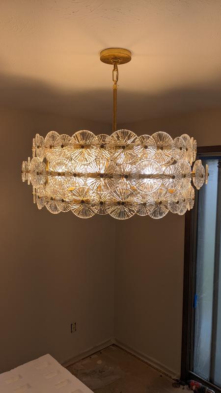 KAWOTI Quinn 6-Light Painted Antique Gold Glam Clear Glass Drum Medium ...