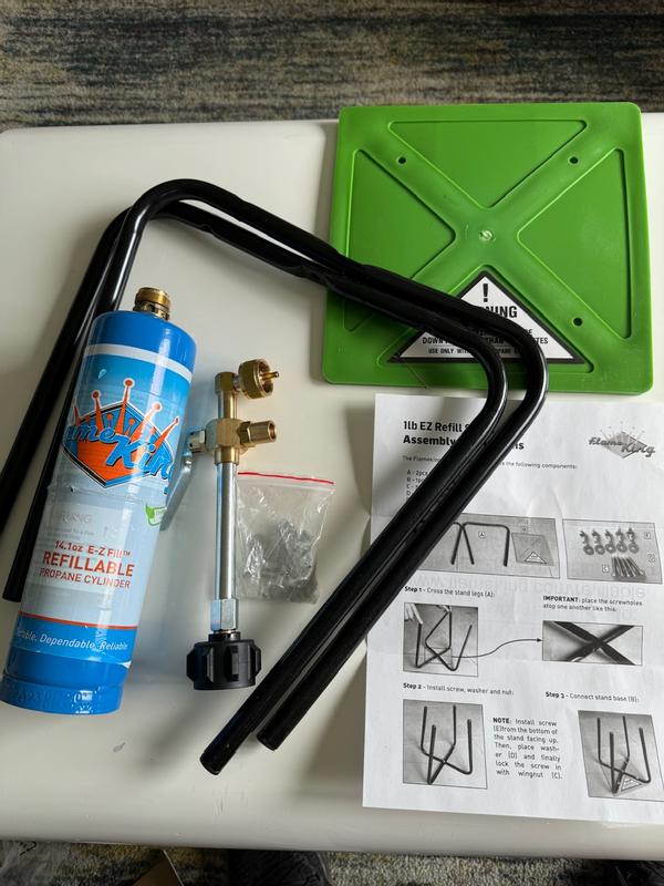 Flame King 1LB Refillable Empty Propane Cylinder Refill Kit Steel ...