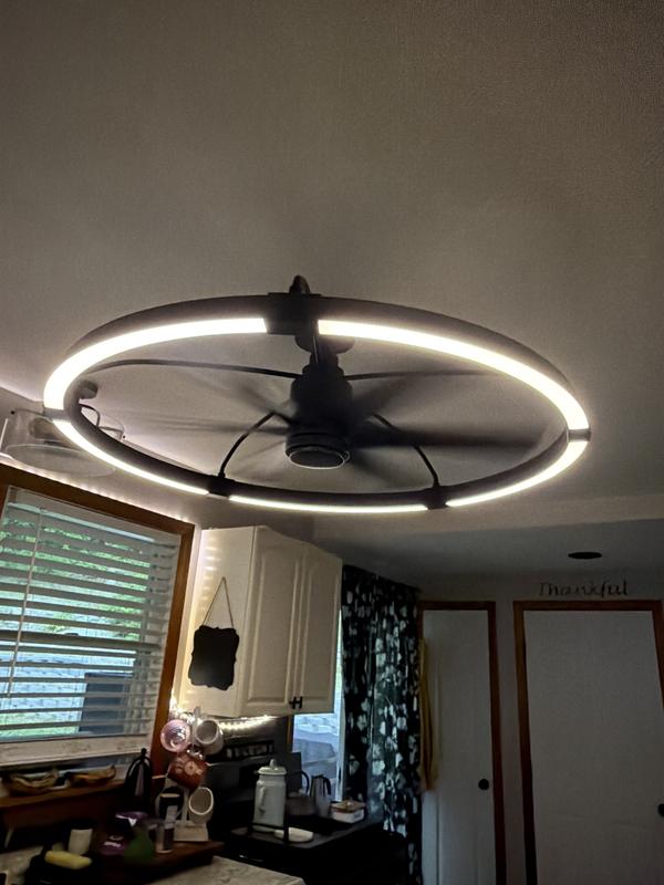 Harbor Breeze Ashbourne Easy2Hang 46-in Matte Black with Matte Blades ...