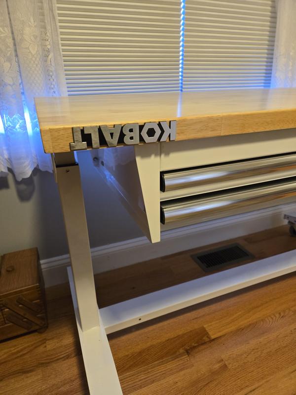 Kobalt 48-in L x 42-in H 2 -Drawers Rolling White Wood Adjustable ...