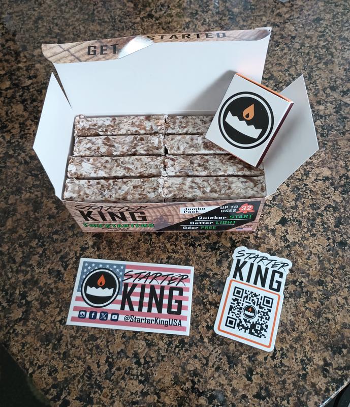 Starter King Jumbo Pack- Up to 32 Uses 0.1-lb Natural Firestarter (8 ...