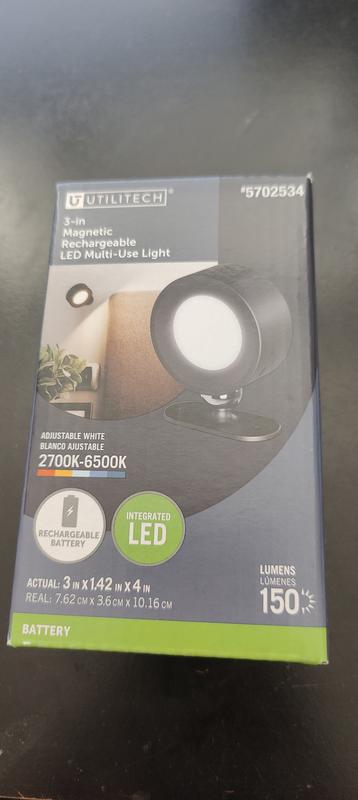 Utilitech 1.43-in Rechargeable Color Changing LED Puck Light RE1417-BKM ...