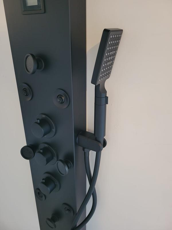 BWE Black Gold 8-in Shower Panel System with 3-way Diverter (Valve ...
