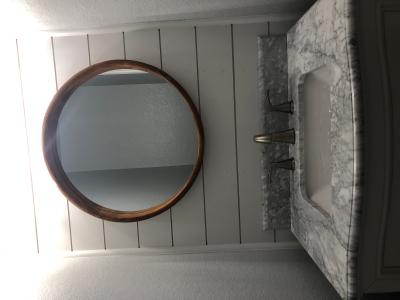 Enchante 24-in W x 24-in H Round Natural Wood Framed Wall Mirror ...